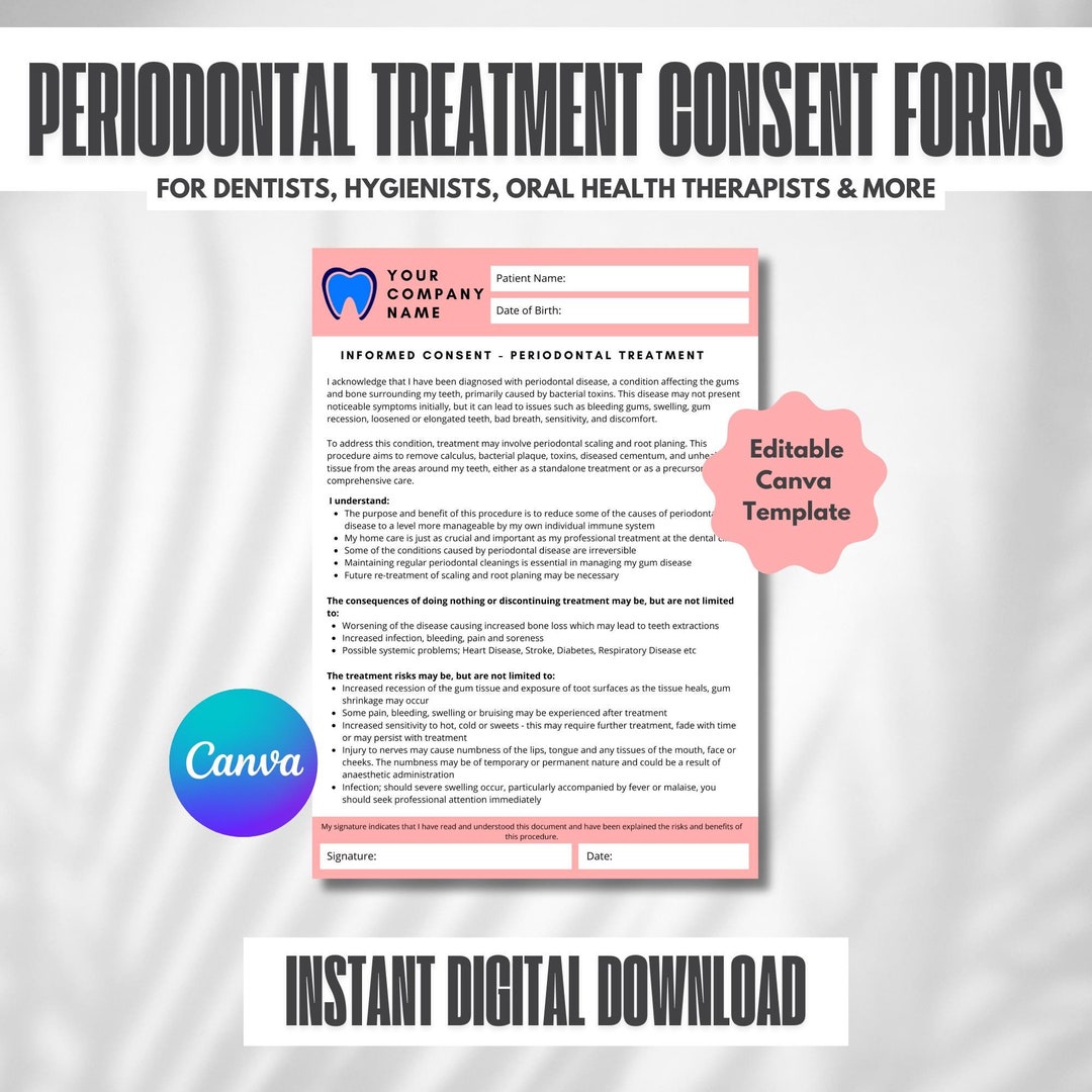 Periodontal Treatment Informed Consent Form Editable Canva Template - Etsy