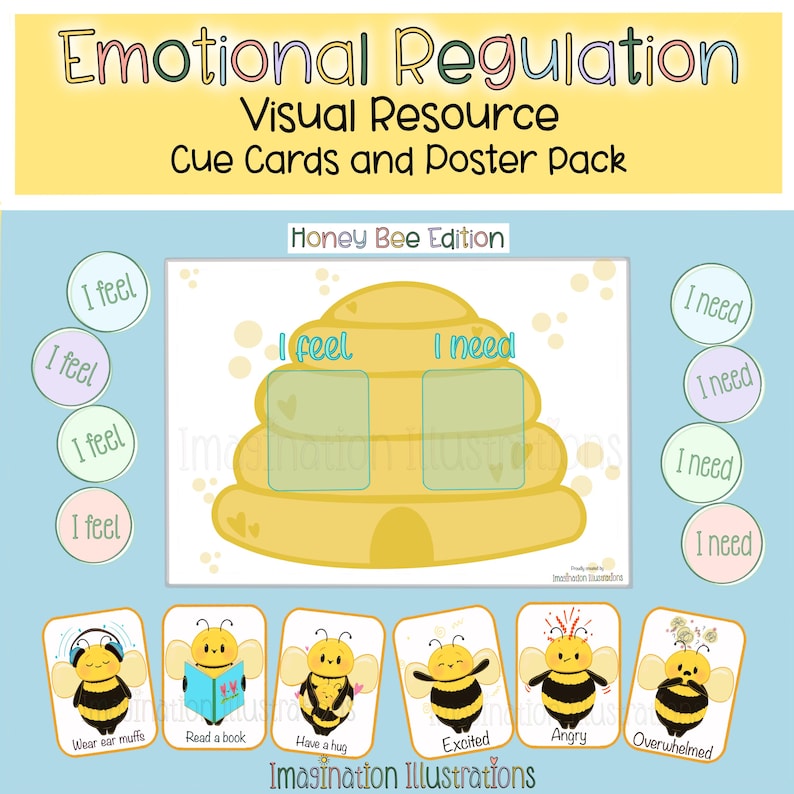 Emotional Regulation Visual Cue Cards Support - Sonny the Bee - Etsy