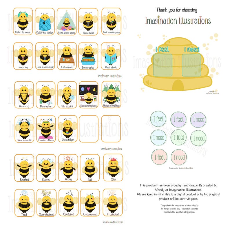 Emotional Regulation Visual Cue Cards Support - Sonny the Bee - Etsy