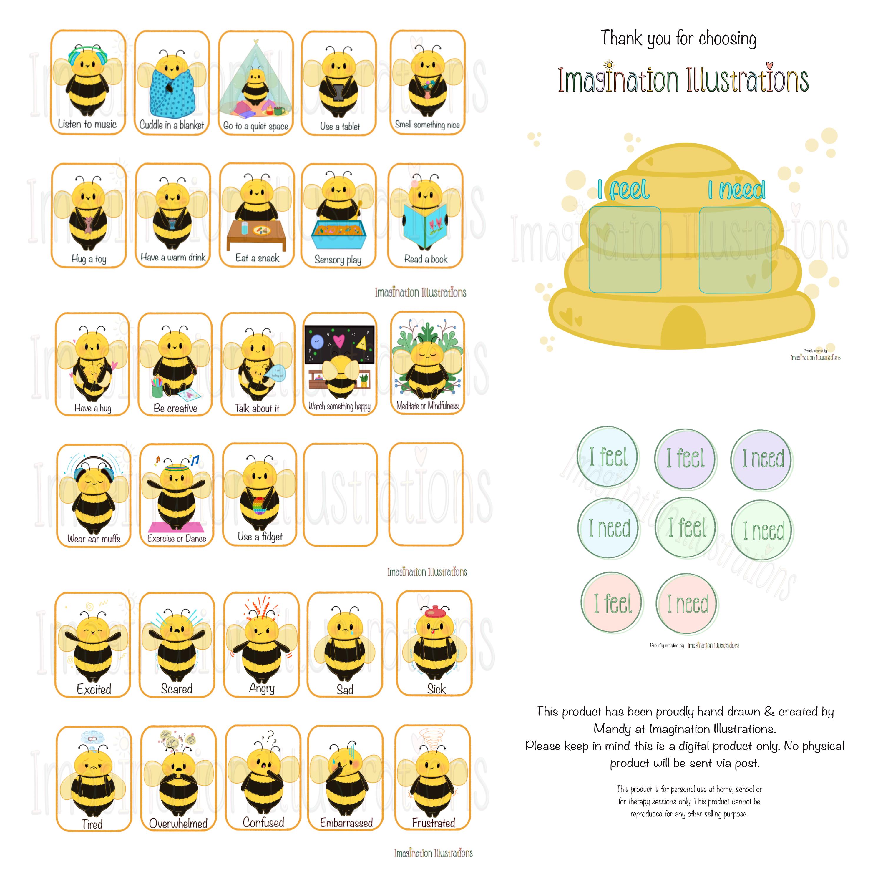 Emotional Regulation Visual Cue Cards Support - Sonny the Bee - Etsy
