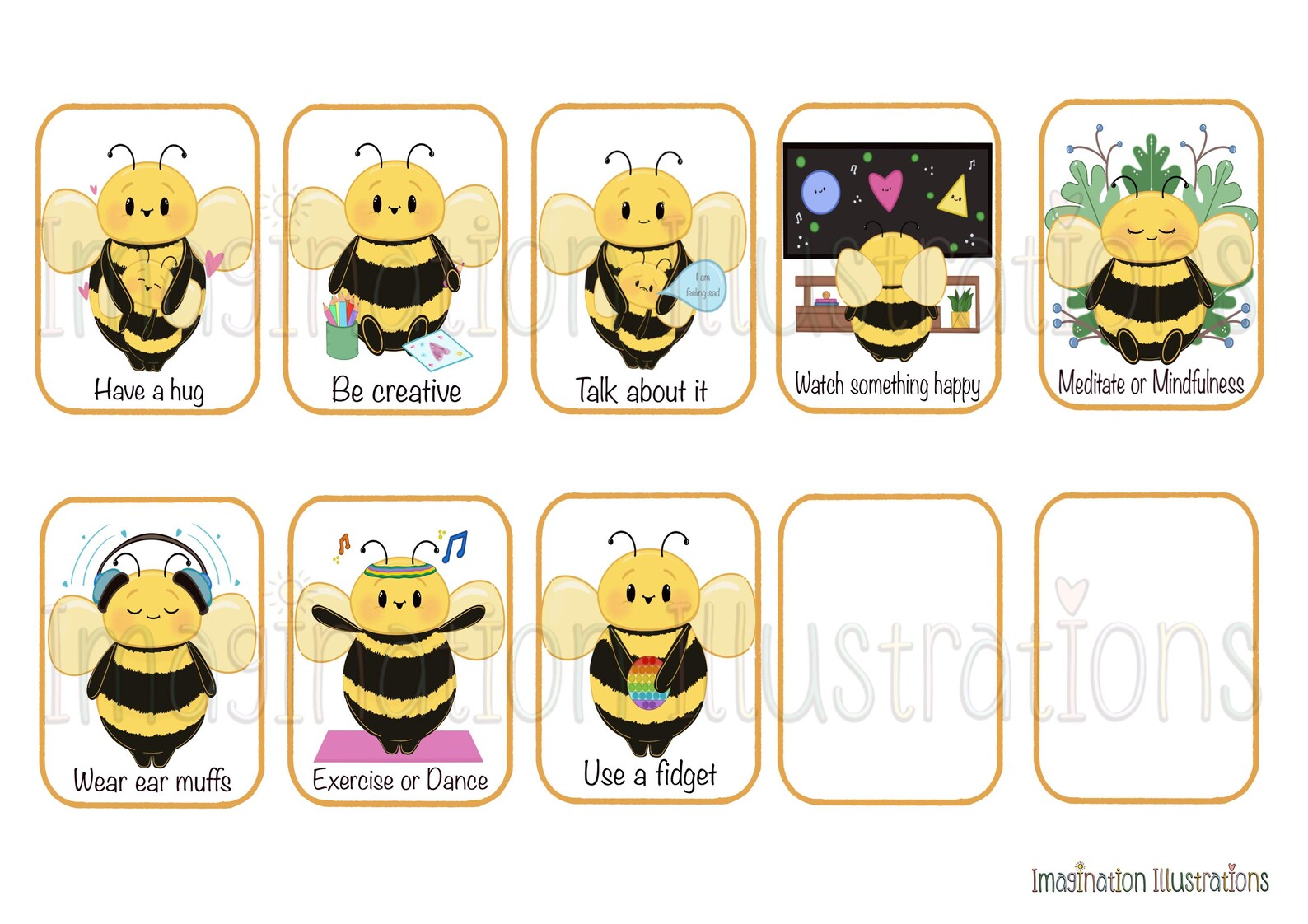 Emotional Regulation Visual Cue Cards Support - Sonny the Bee - Etsy