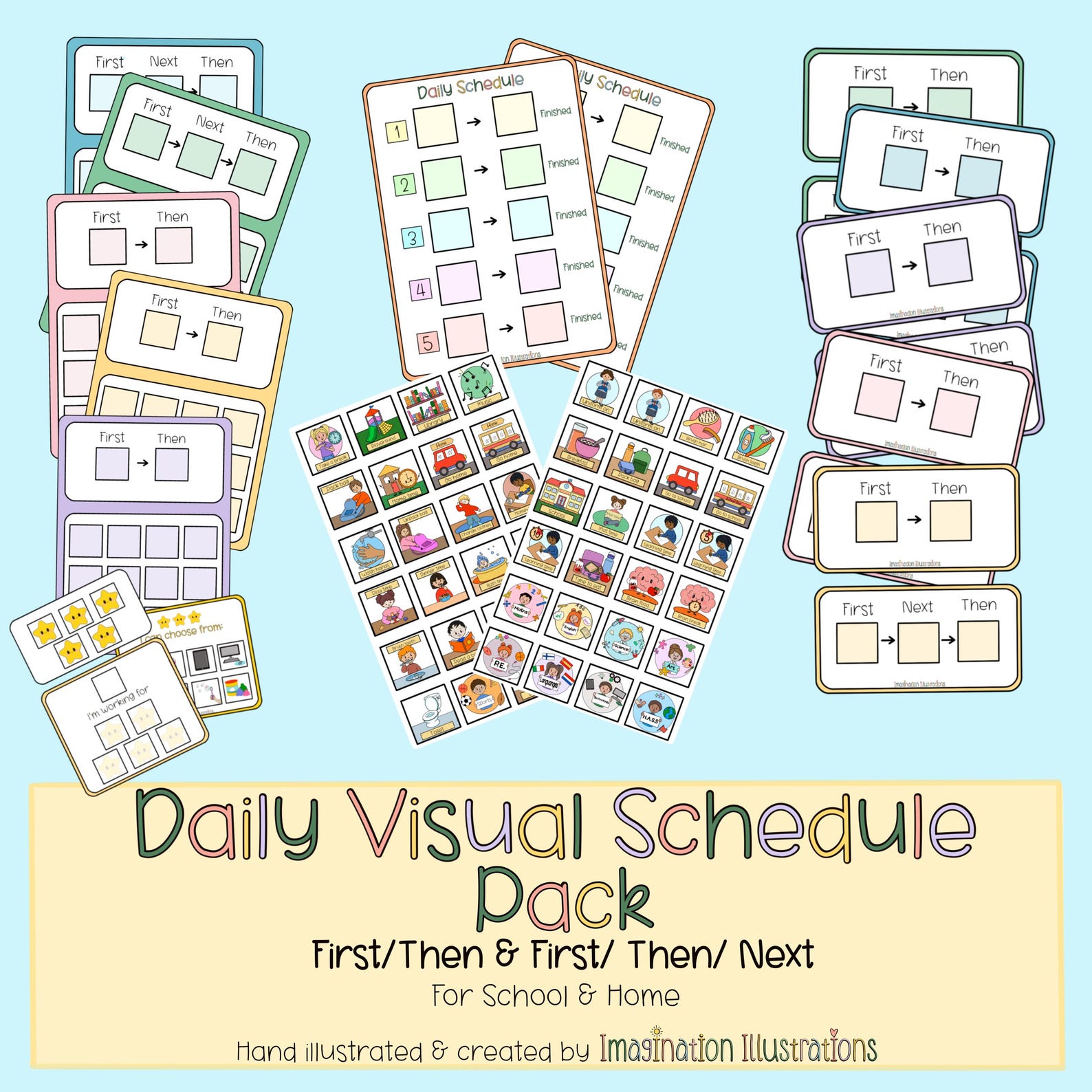 Classroom & Home Visual Support Schedule- Visual Cue Cards First, Then ...