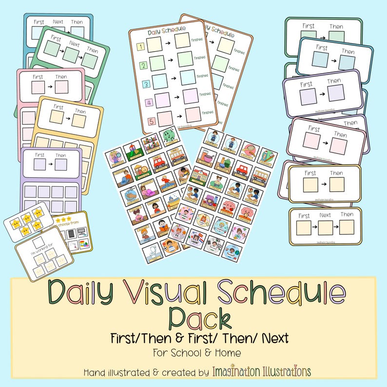 Classroom & Home Visual Support Schedule- Visual Cue Cards First, Then ...