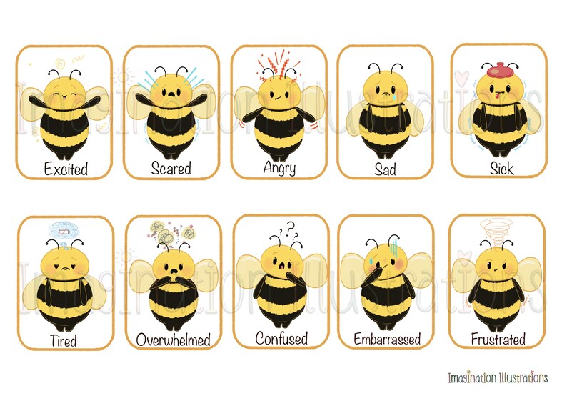 Emotional Regulation Visual Cue Cards Support - Sonny the Bee - Etsy