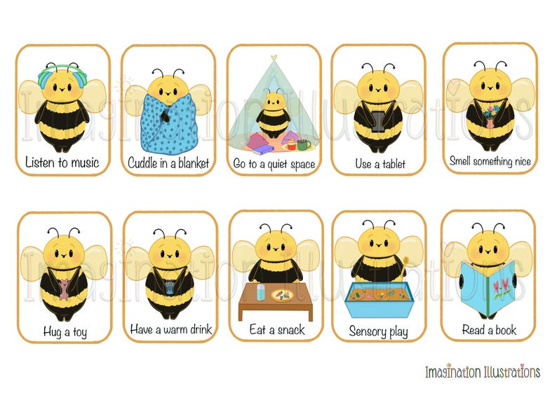 Emotional Regulation Visual Cue Cards Support - Sonny the Bee - Etsy