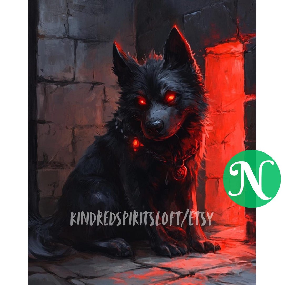 N, Dark Arts Infernal Gatewarden Hellhound Pup Spirit Companion - Protective & Loyal| Fiery and ...