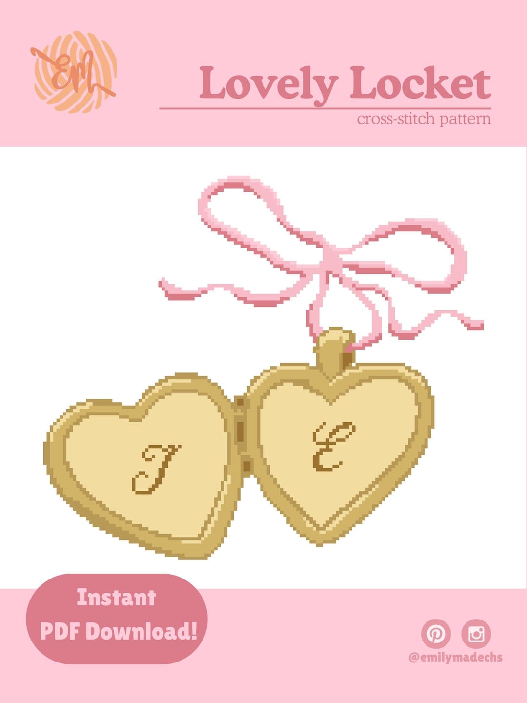Locket Cross-stitch Pattern - Etsy
