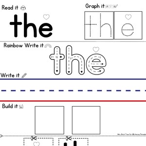 High Frequency Sight Word Worksheets ABC Order Phoneme Grapheme Mapping ...