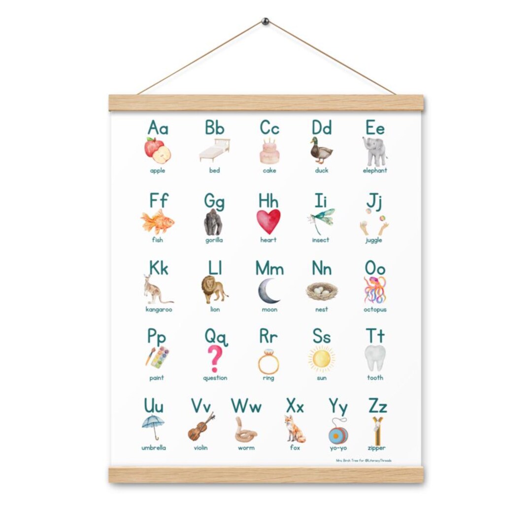 Phonics Poster With Wooden Hanger Alphabet Wall Art for Kids ...