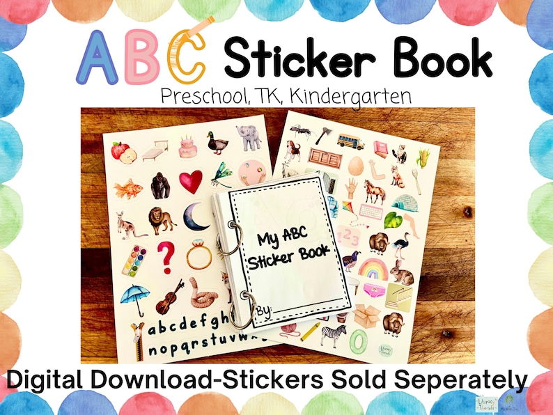 Printable ABC Sticker Book for Preschool, Kindergarten, Printable Fun ...