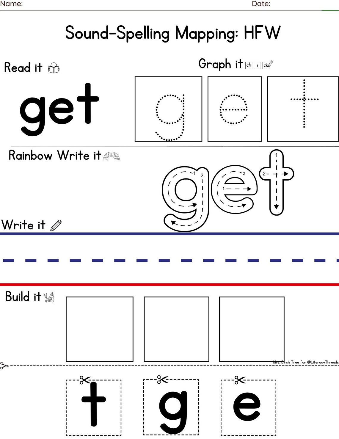 High Frequency Sight Word Worksheets ABC Order Phoneme Grapheme Mapping ...