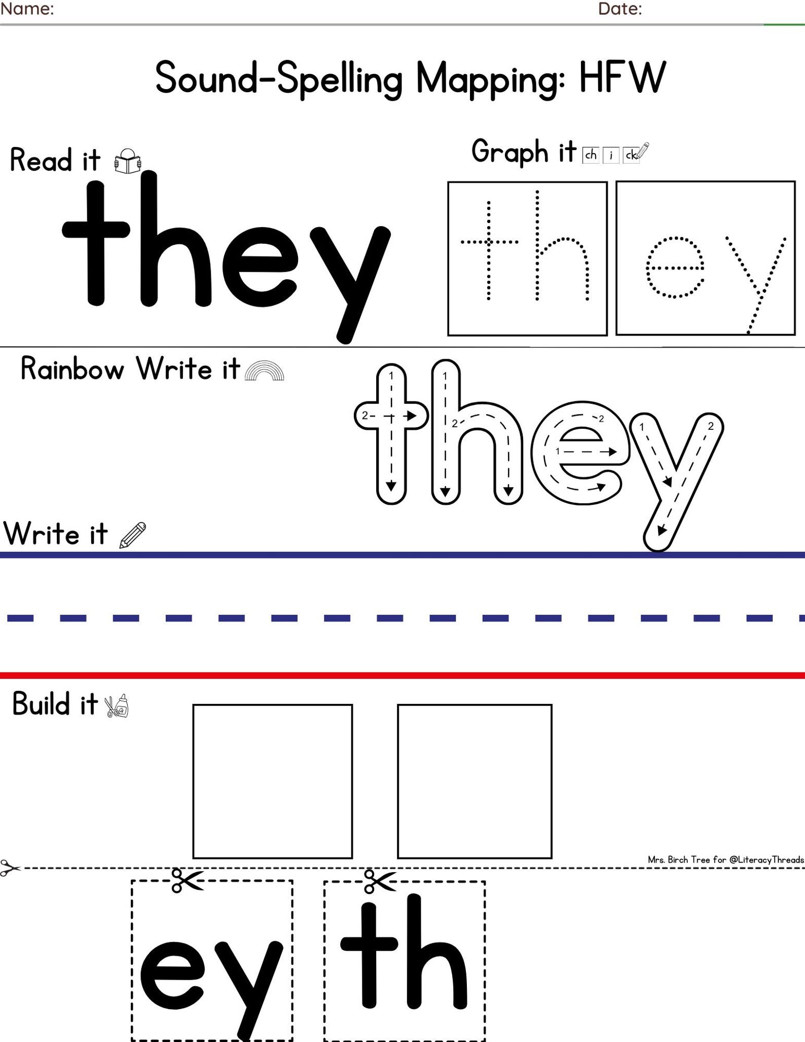High Frequency Sight Word Worksheets ABC Order Phoneme Grapheme Mapping ...