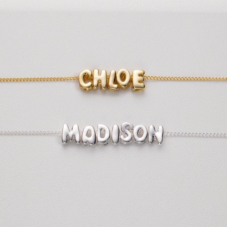 Custom Bubble Letter Necklace,personalized 3D Name Necklace,movable ...