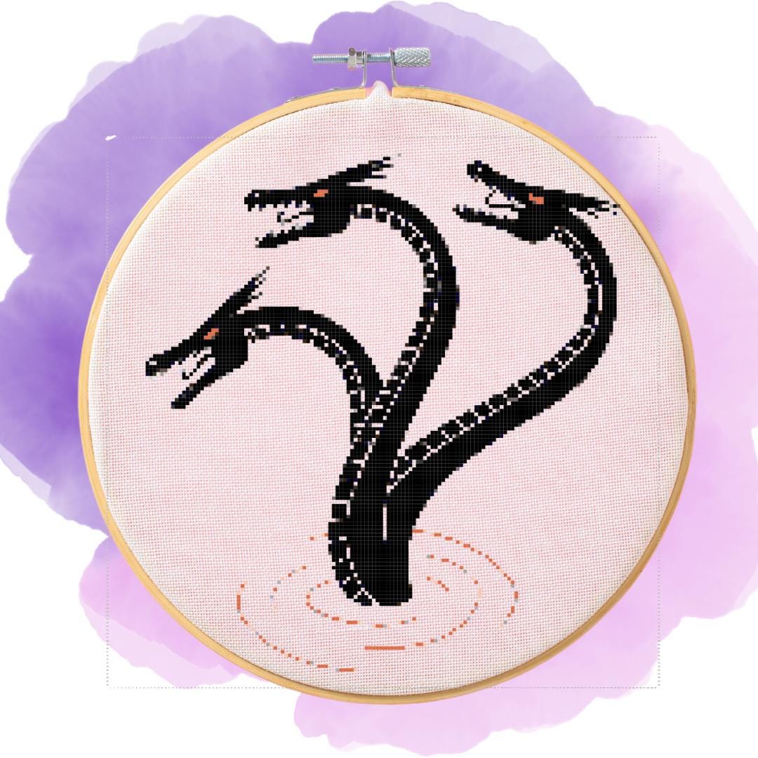 3 Headed Hydra Cross Stitch Pattern - Etsy