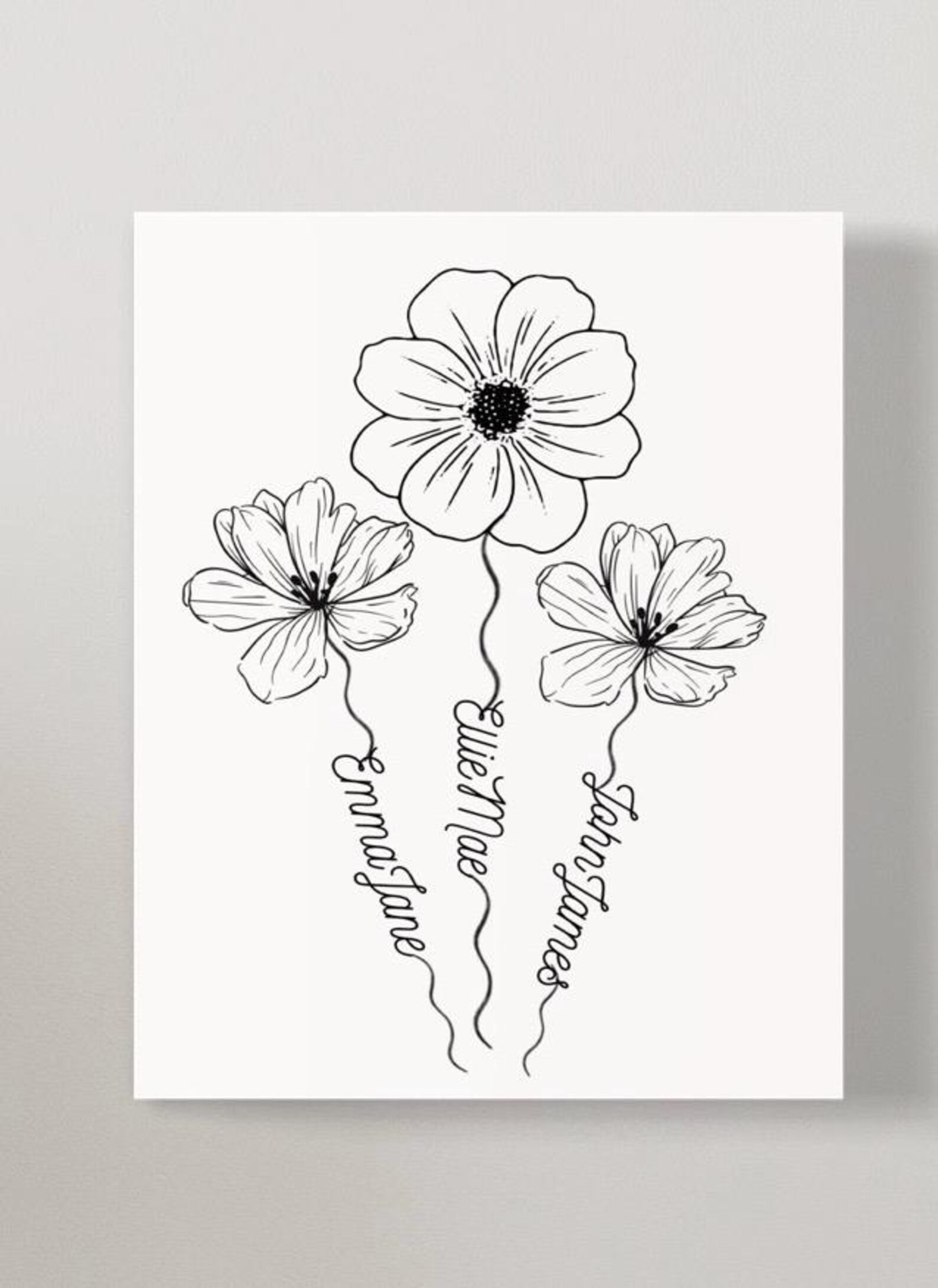 Custom Family Birth Flower Bouquet: Personalized Name Art (digital ...