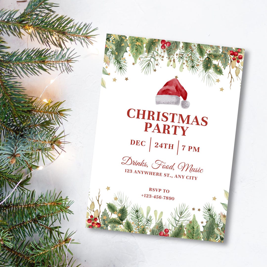 Editable Christmas Party Invitation Digital Template, Holiday Party ...