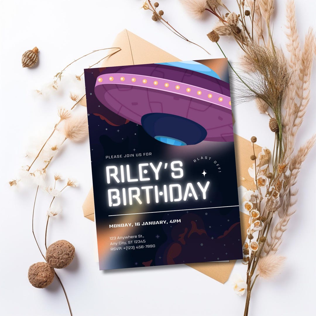 Blast off Birthday Template, Printable Birthday Invitation Template ...