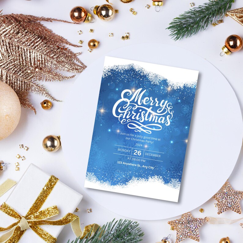Merry Christmas Editable Template, Christmas Party Invitation Template ...