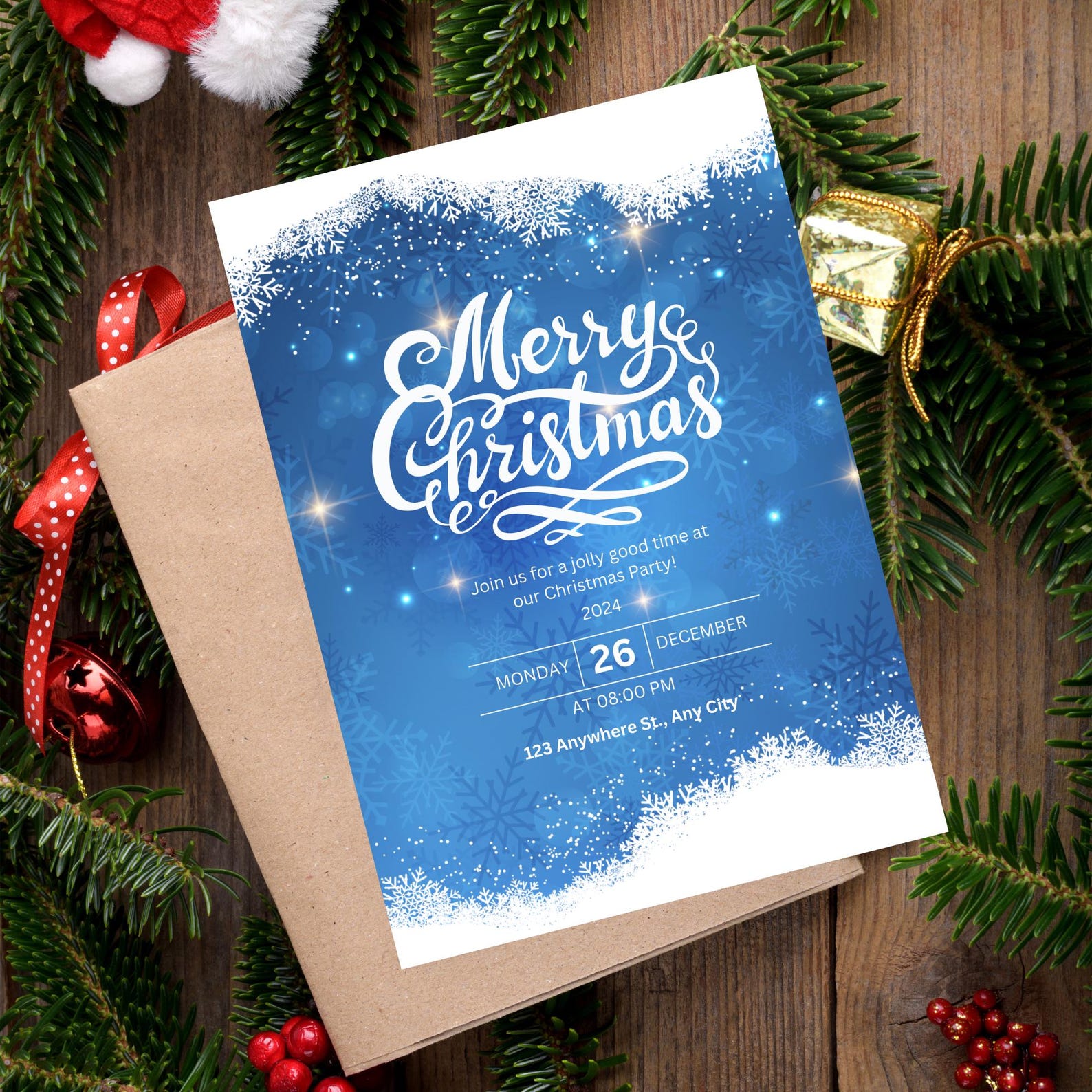 Merry Christmas Editable Template, Christmas Party Invitation Template ...
