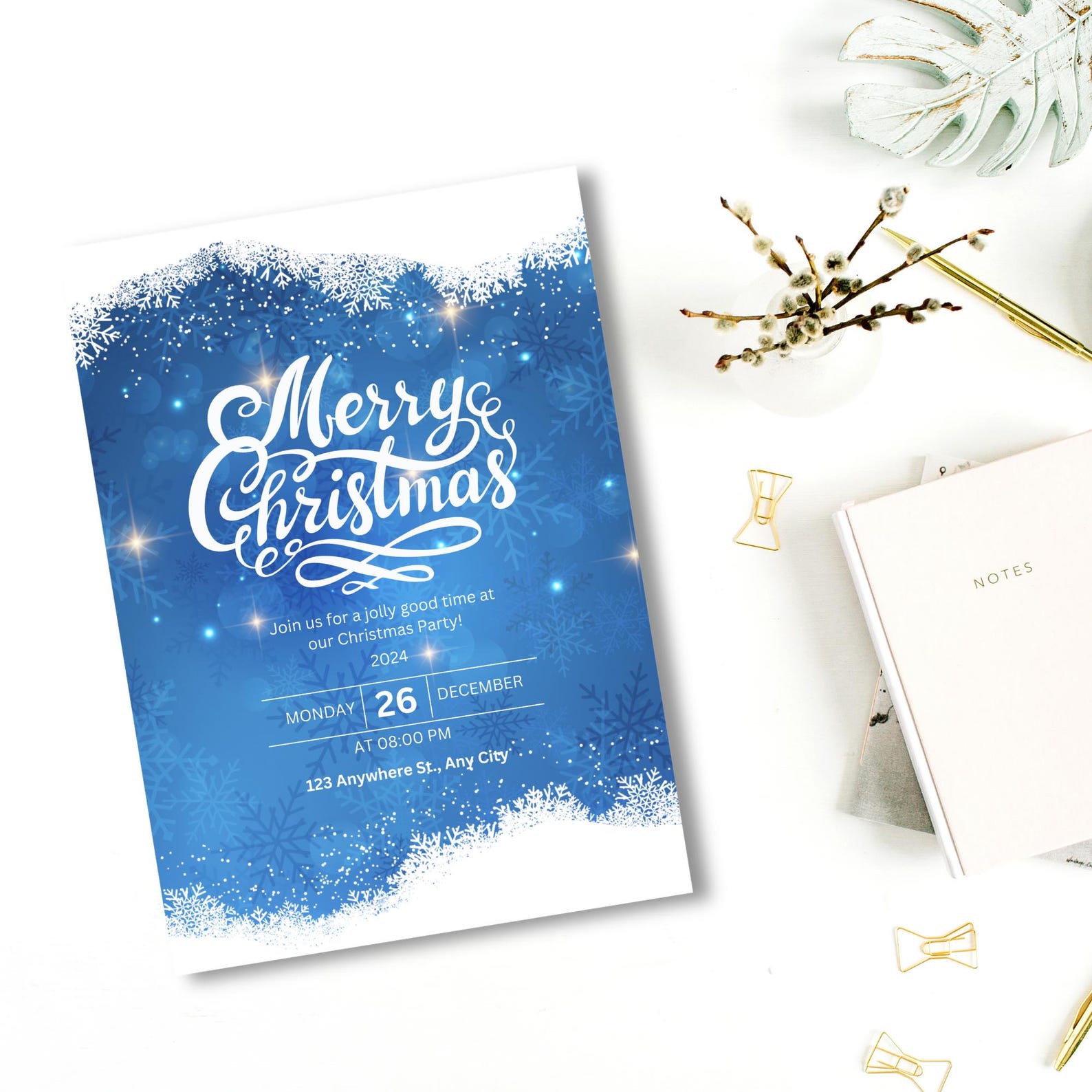 Merry Christmas Editable Template, Christmas Party Invitation Template ...