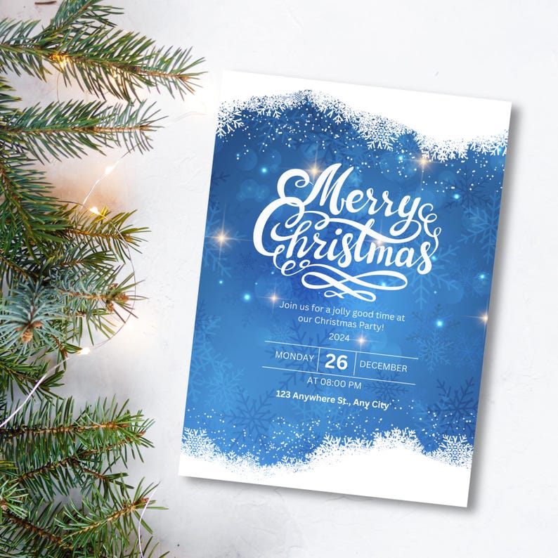 Merry Christmas Editable Template, Christmas Party Invitation Template ...