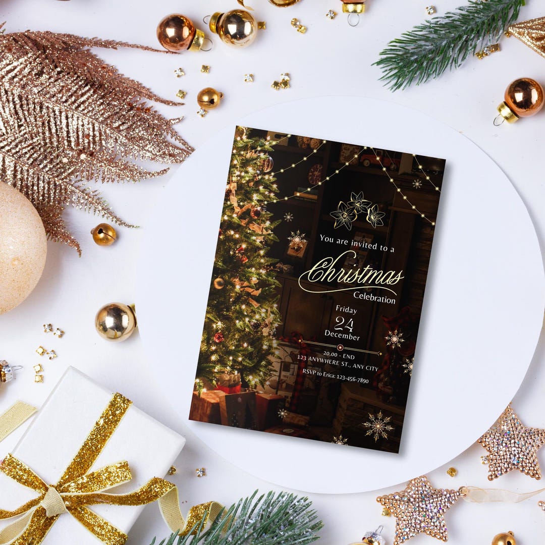 Christmas Celebration Template, Editable Christmas Invite Instant ...