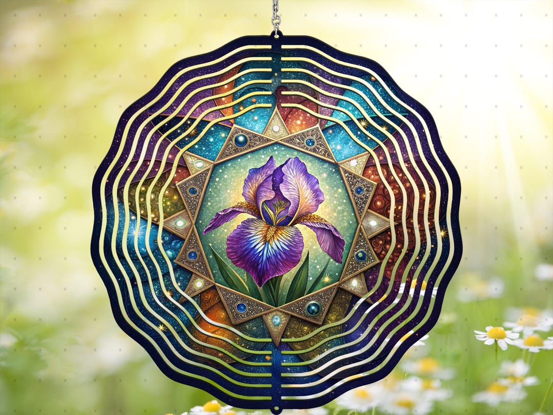 Iris Flower Wind Spinner PNG Digital Sublimation Design, Instant ...