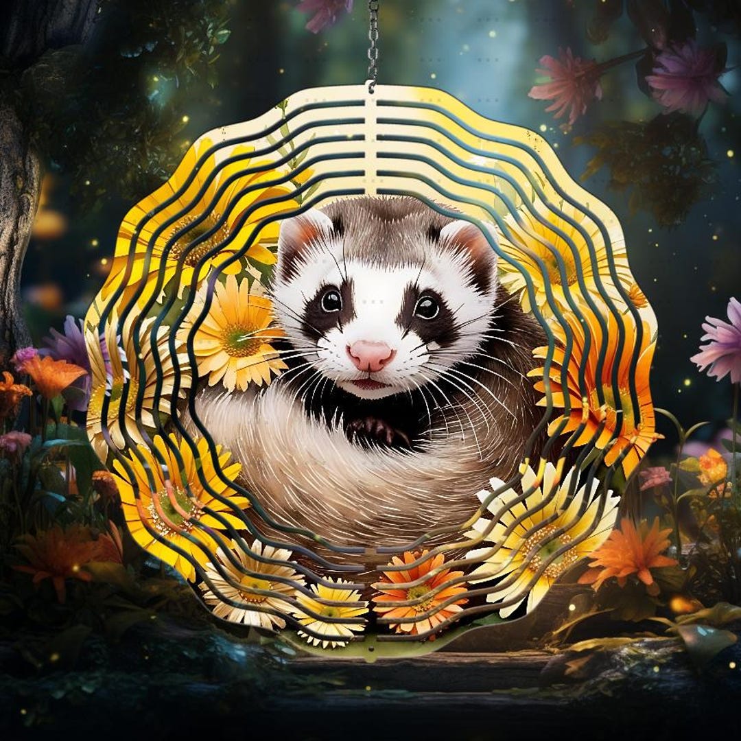 Ferret Floral Wind Spinner Template PNG, Color Splash Ferret With ...