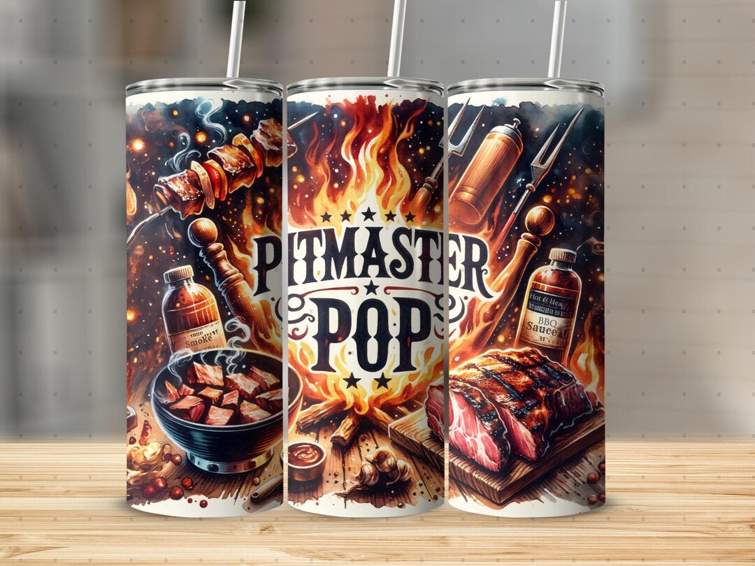 Pitmaster Pop 20oz Tumbler Wrap PNG, Fathers Day Gift, BBQ Sublimation ...