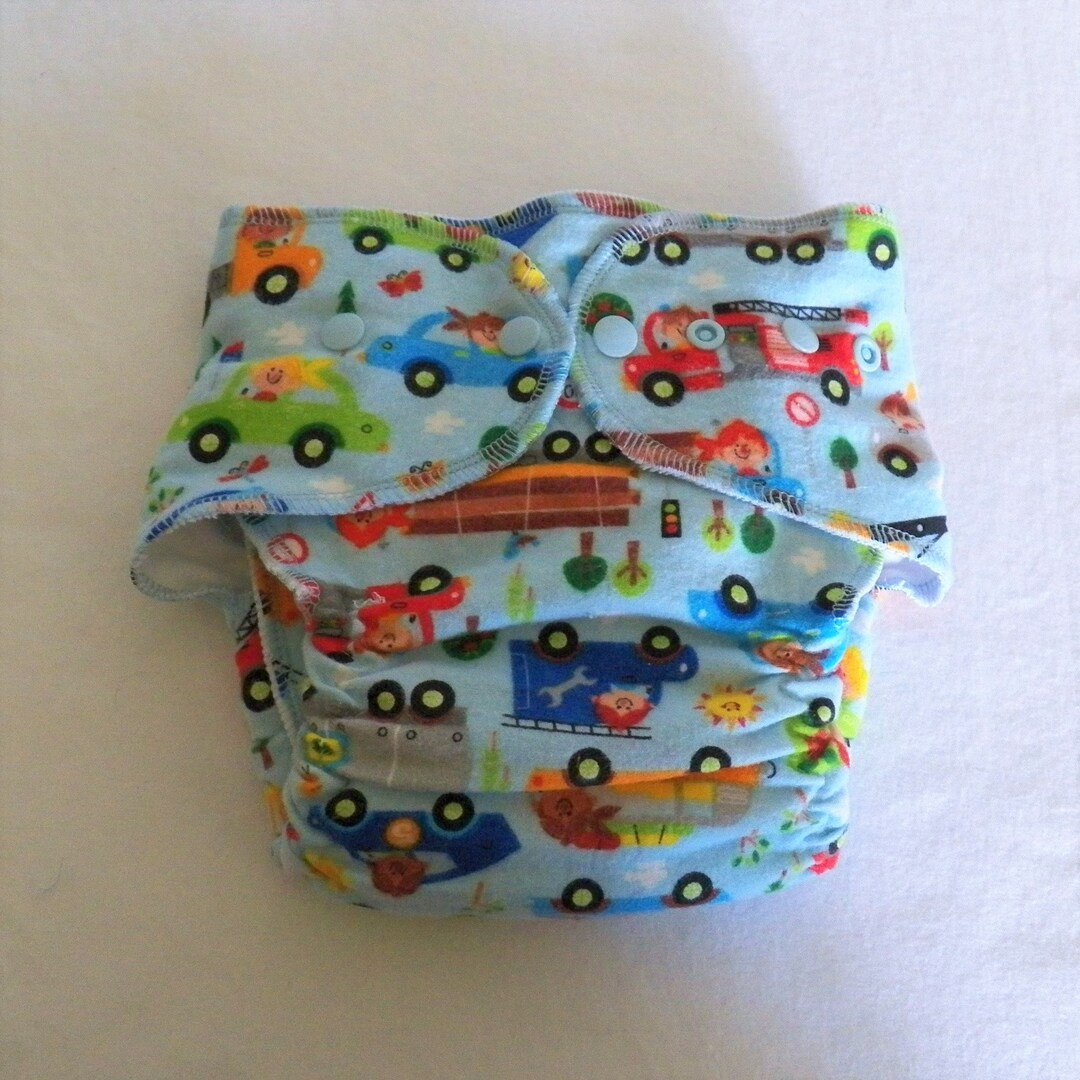 Fitted Large Cloth Diaper- 20 to 30 Pounds- Flannel Cars- Inventory ...