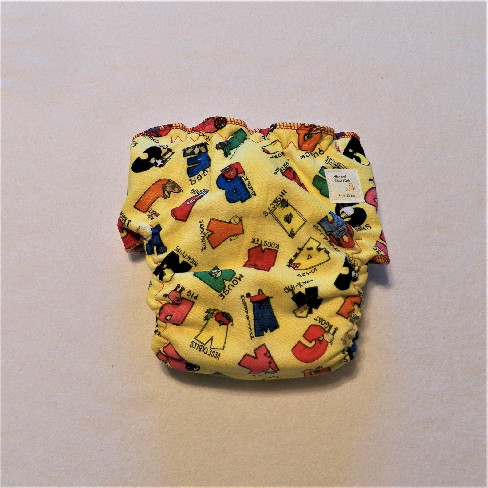 Alphabet- Fitted Small Cloth Diaper- 6 to 12 Pounds- RTS, Washable ...