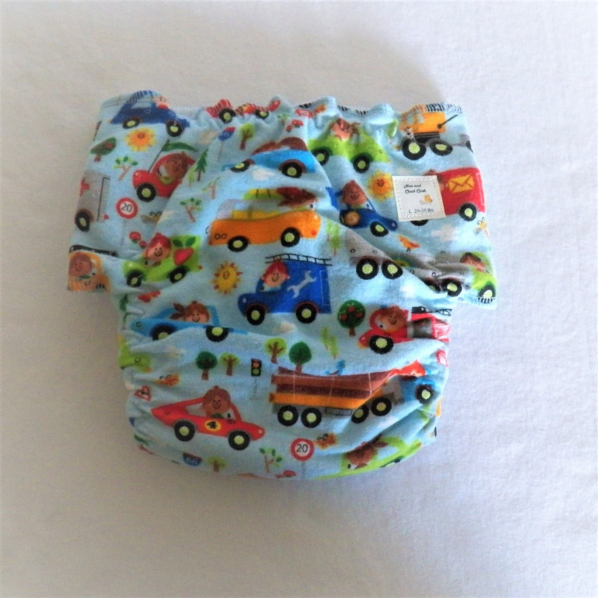 Fitted Large Cloth Diaper 20 to 30 Pounds Flannel Cars Inventory 19022 ...