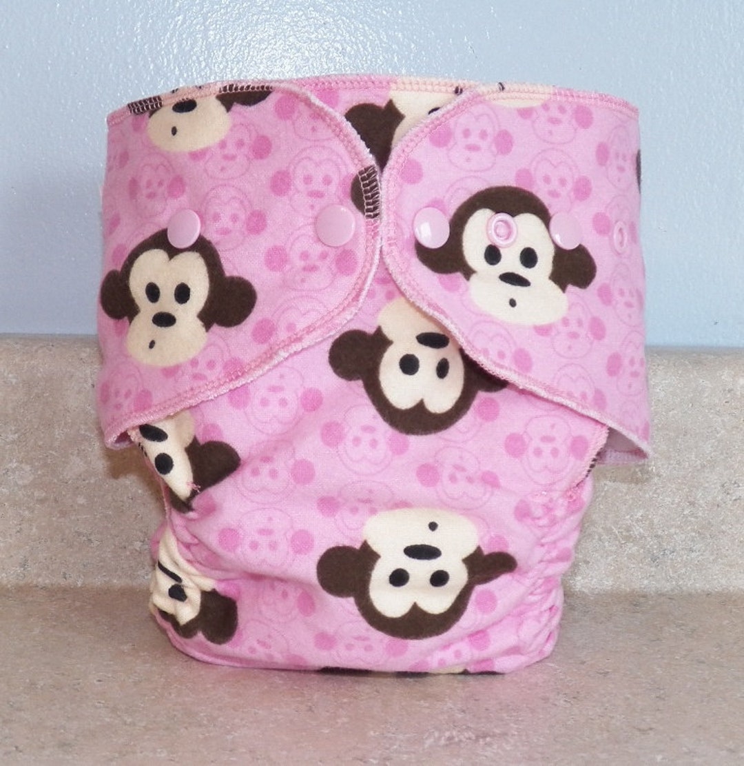 Fitted Large Cloth Diaper- 20 to 30 Pounds- Pink Monkeys- 19016 - Etsy