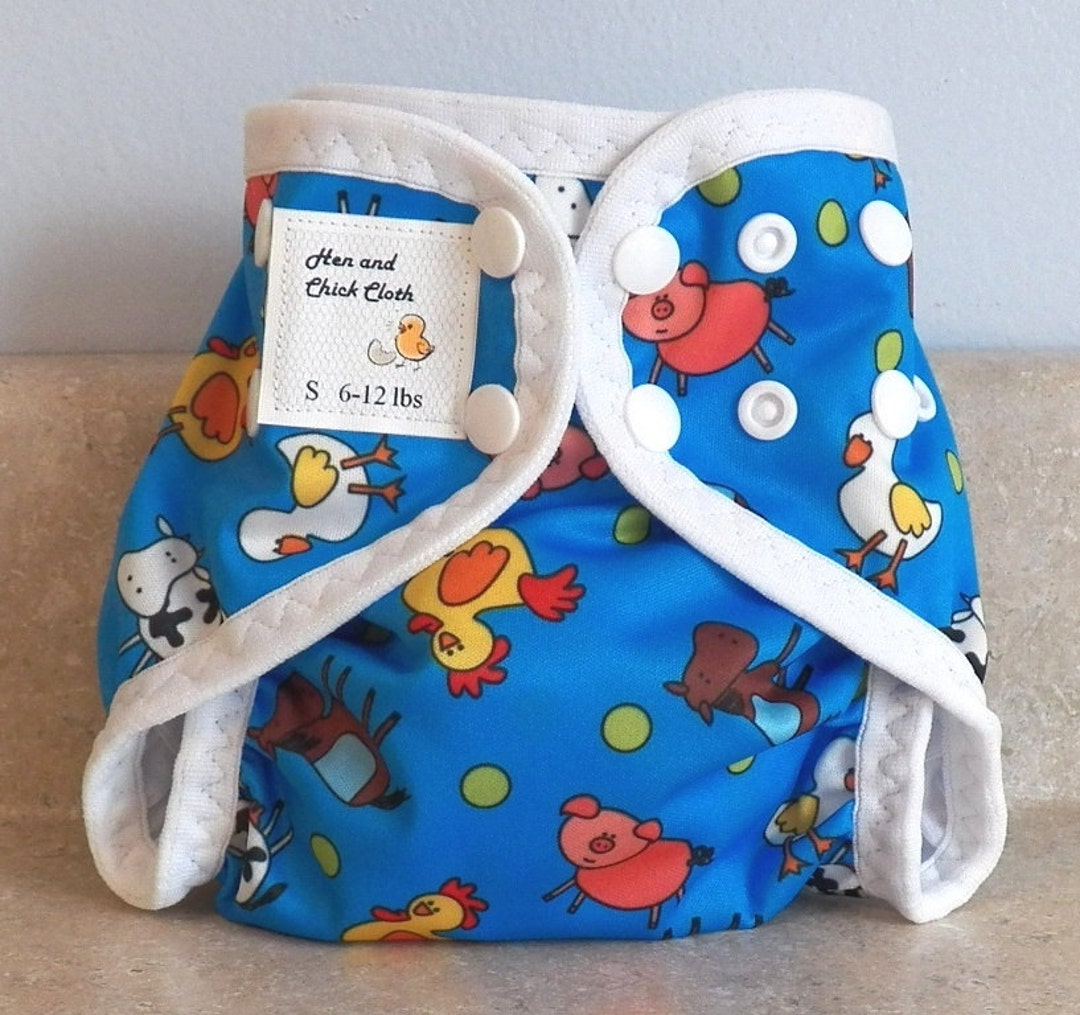 Small PUL Diaper Cover With Leg Gussets- 6 to 12 Pounds- Blue A Doodle ...