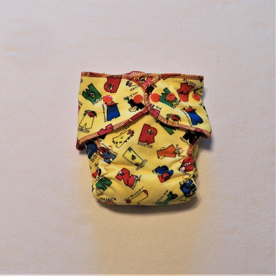 Alphabet- Fitted Small Cloth Diaper- 6 to 12 Pounds- RTS, Washable ...