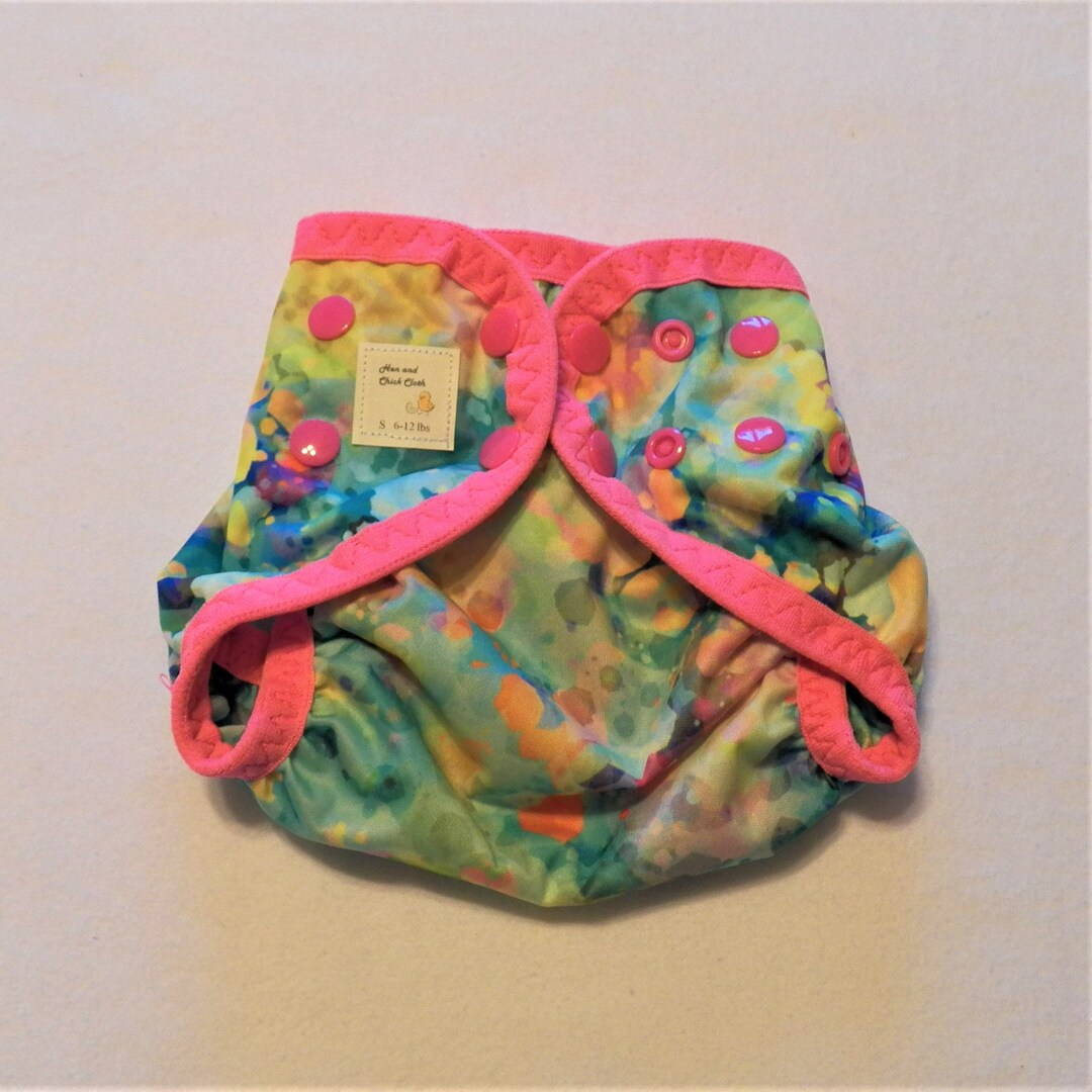 Small PUL Diaper Cover With Leg Gussets- 6 to 12 Pounds- Color Splash ...