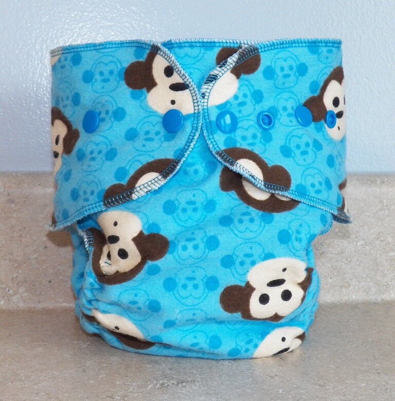 Fitted Large Cloth Diaper- 20 to 30 Pounds- Blue Monkeys- 19015 - Etsy
