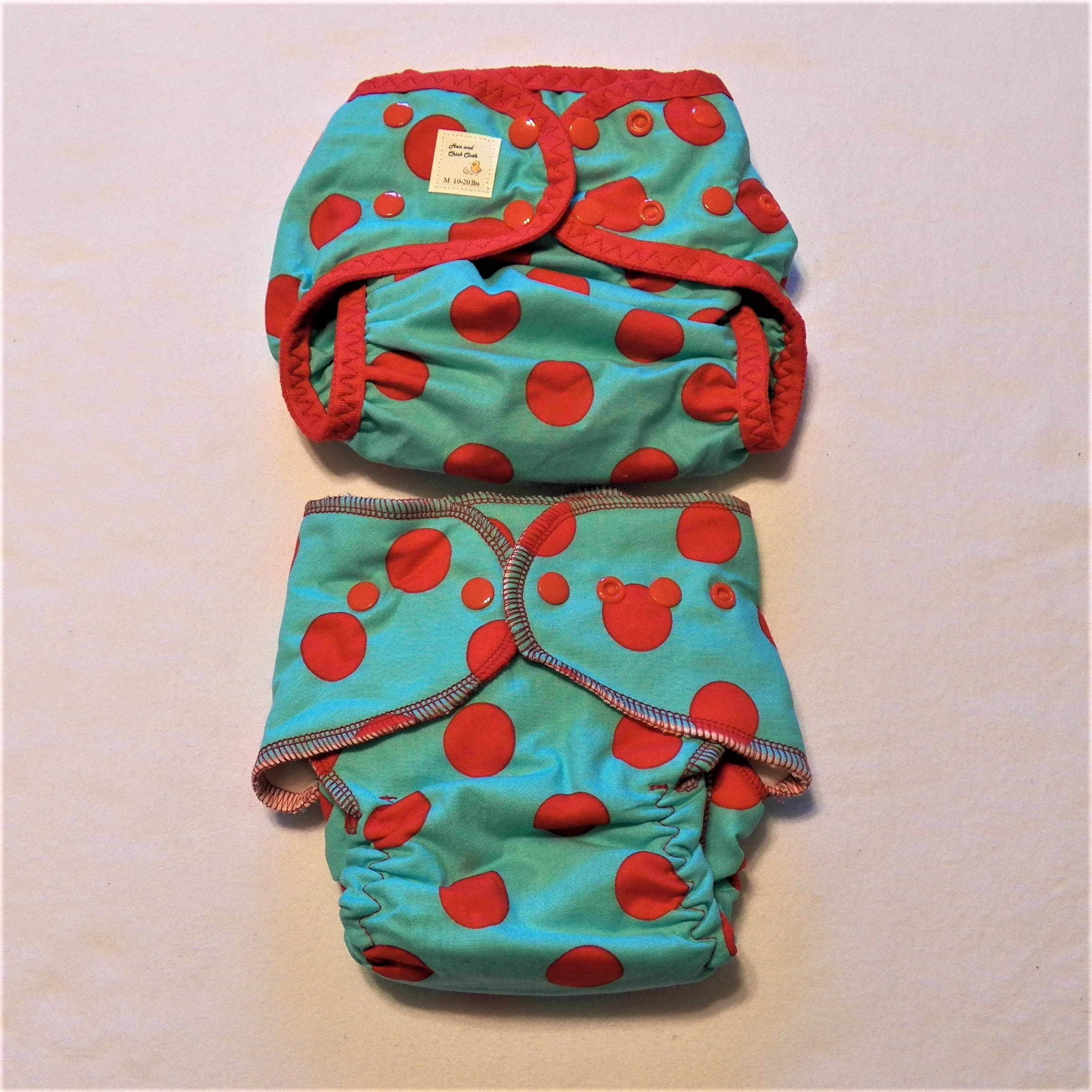 Red Dot Fitted Medium Cloth Diaper and Cover Set 10 to 20 | Etsy