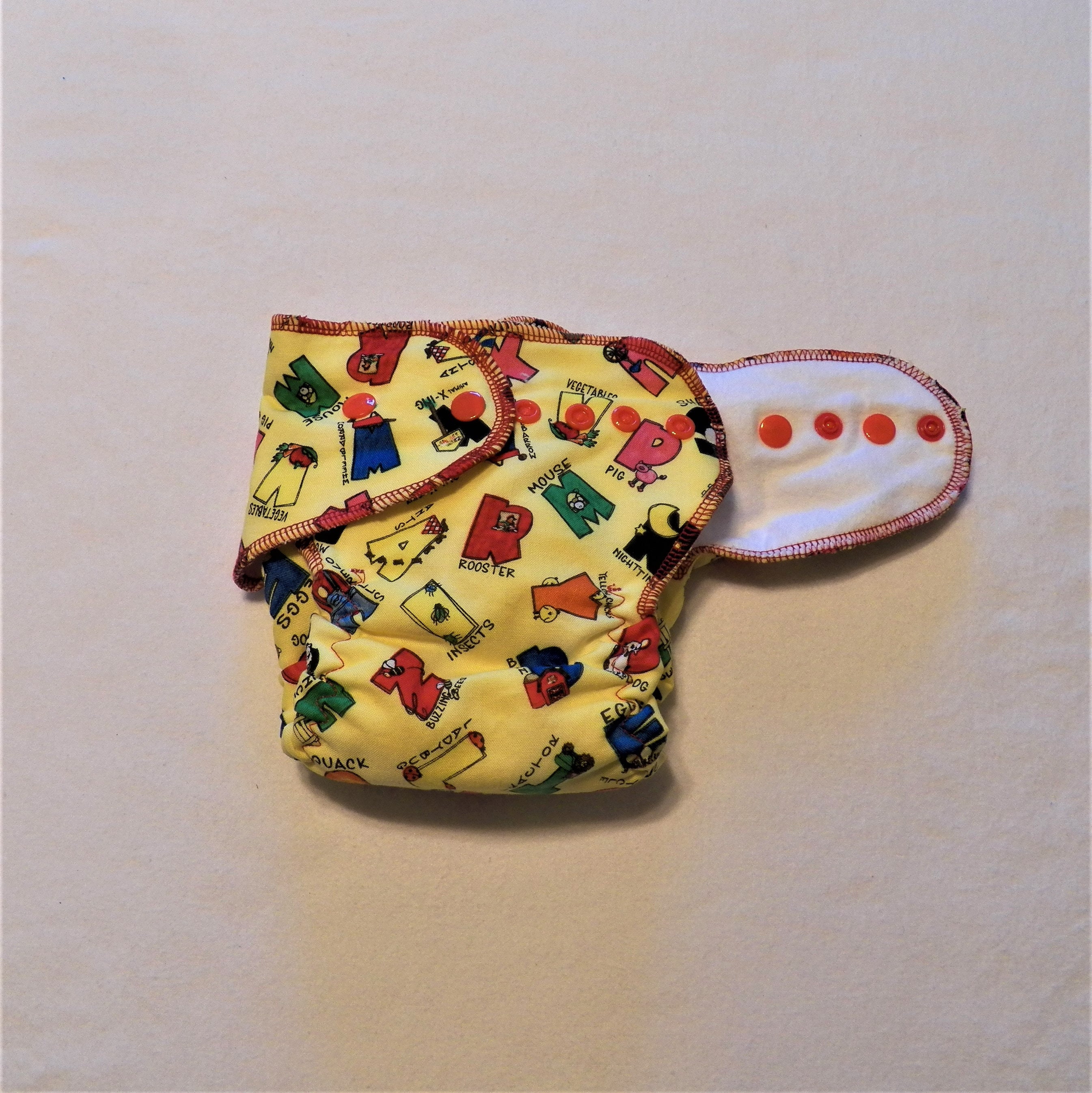 Alphabet- Fitted Small Cloth Diaper- 6 to 12 Pounds- RTS, Washable ...
