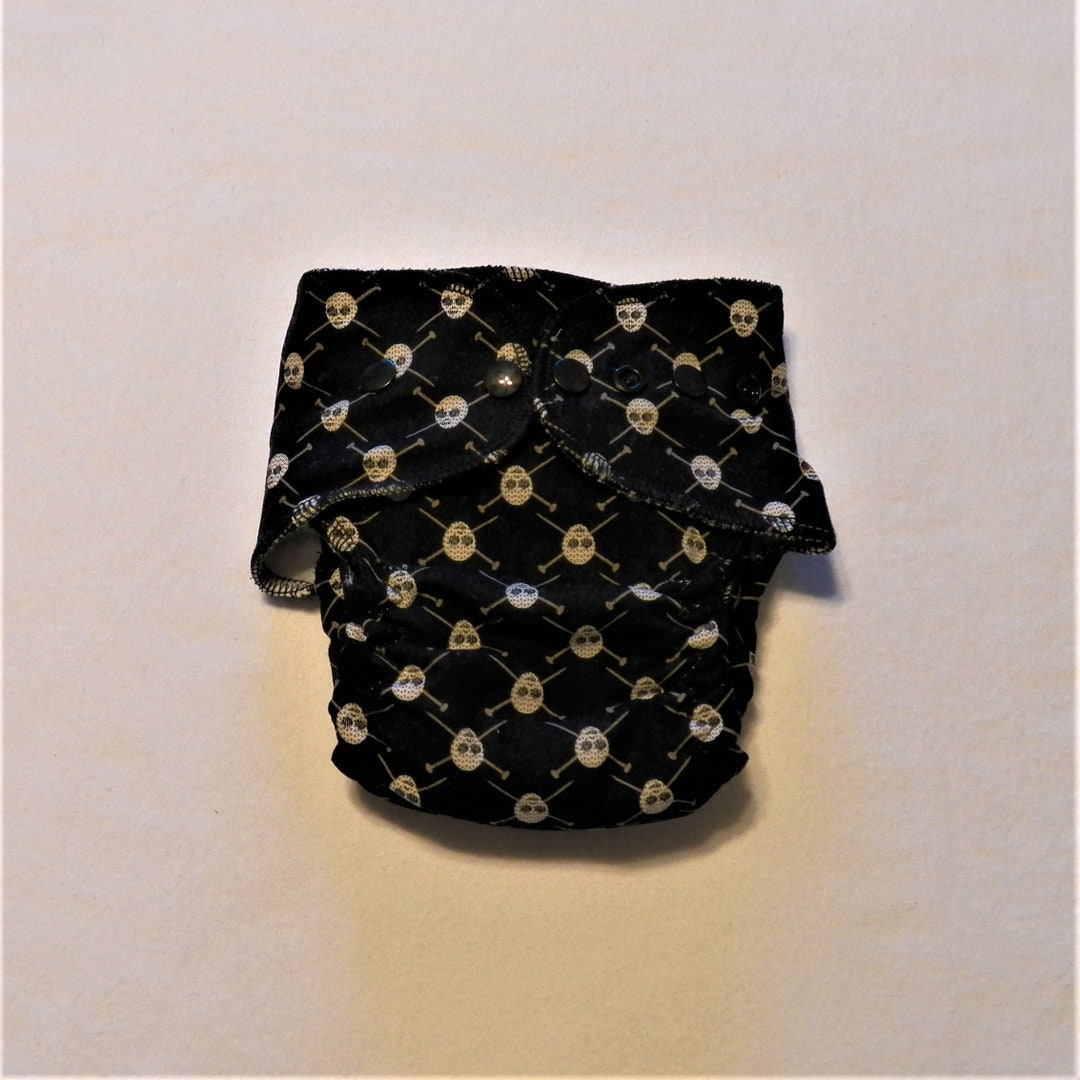 Skulls- Fitted Small Cloth Diaper- 6 to 12 Pounds- RTS, Washable ...