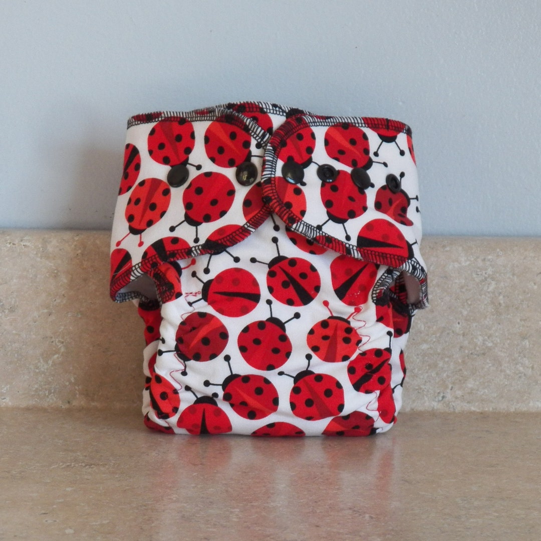 Fitted Small Cloth Diaper- 6 to 12 Pounds- Lady Bugs (inv # 17039) - Etsy