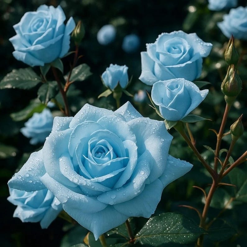 20 Light Blue Rose Seeds – Rare Decorative Garden Rose | Non-gmo ...