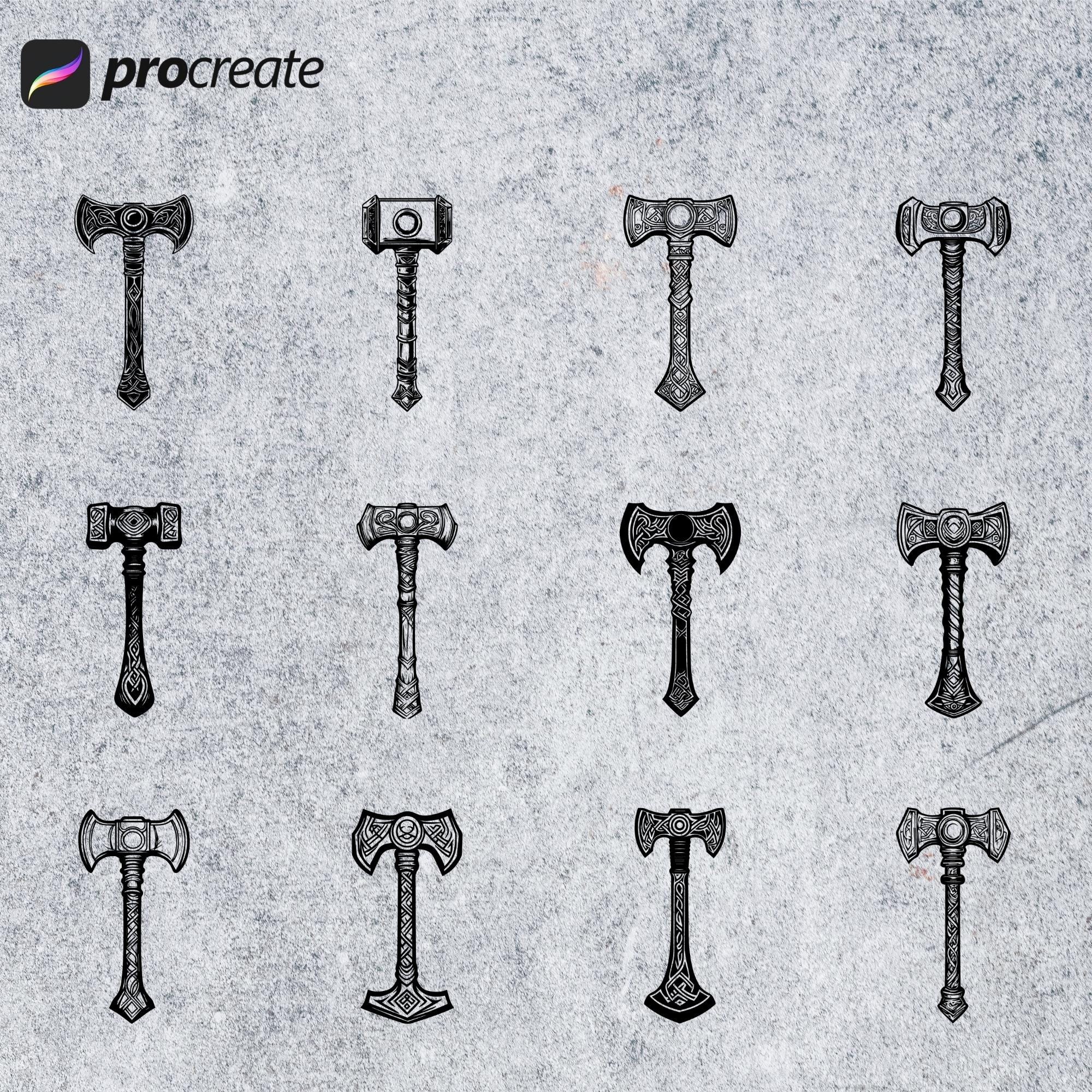 Mjolnir Procreate Stamps: Hammer Brush Set (digital Download) - Etsy
