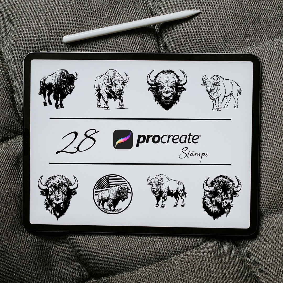 Buffalo Procreate Stamp and Brushes, Procreate Animal Brushes, Buffalo ...