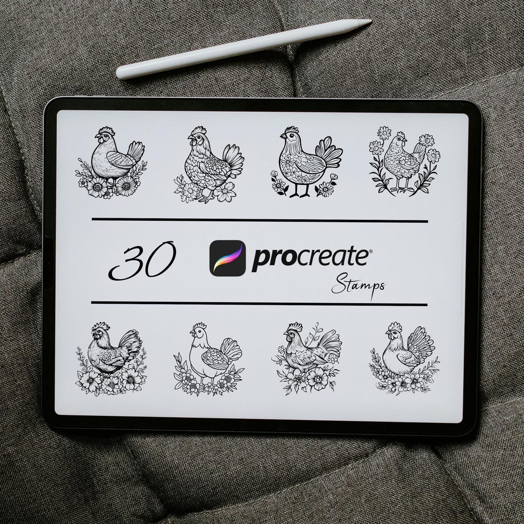 Floral Chicken Procreate Stamp Brush: Tattoo & Art (digital Download ...