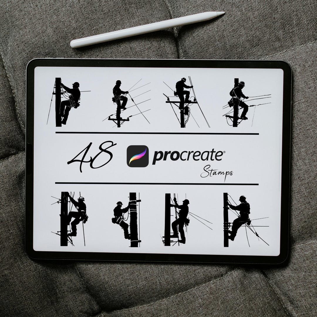 Lineman Procreate Stamp Brush Set: Electrician Stamps (digital Download ...
