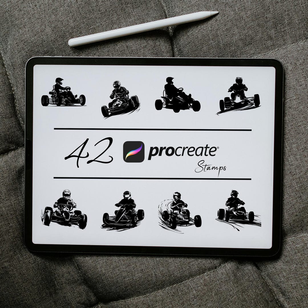 Go Kart Procreate Stamps: Racing Vehicle Digital Brushes (pack) - Etsy