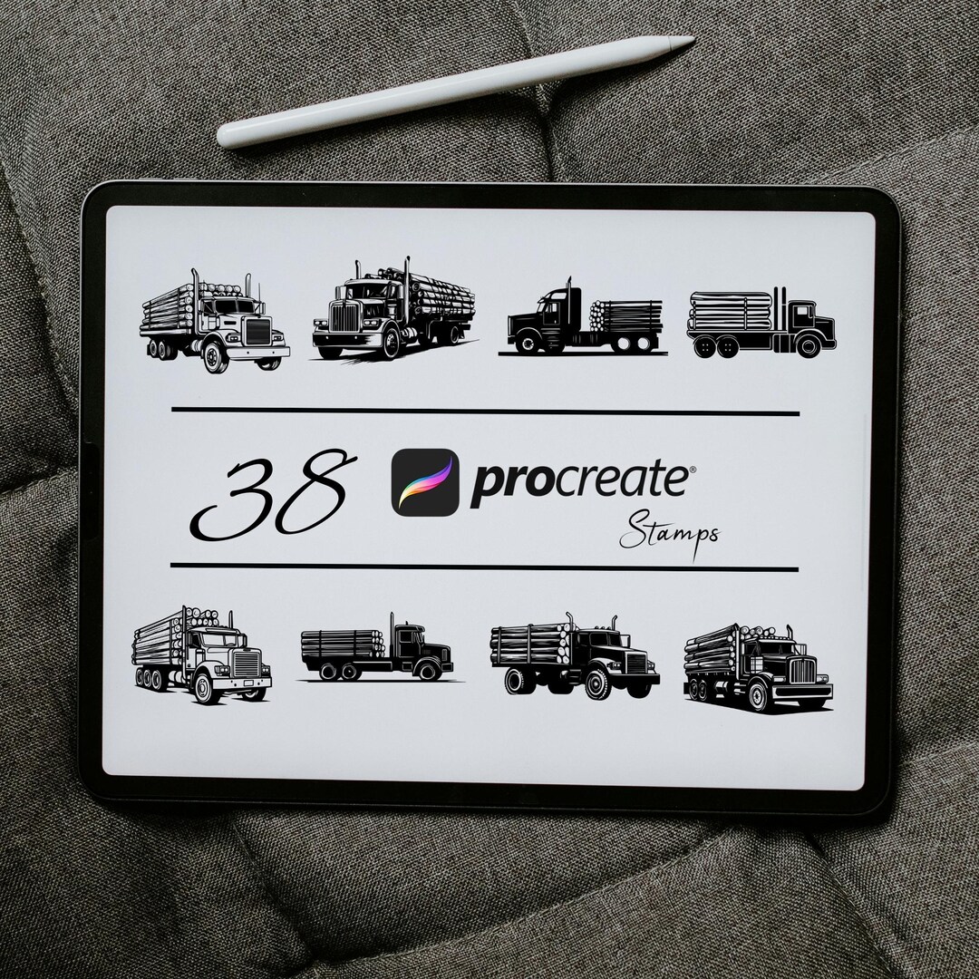 Logging Truck Brushes Stamps | Procreate Truck Stamp, Transportation ...