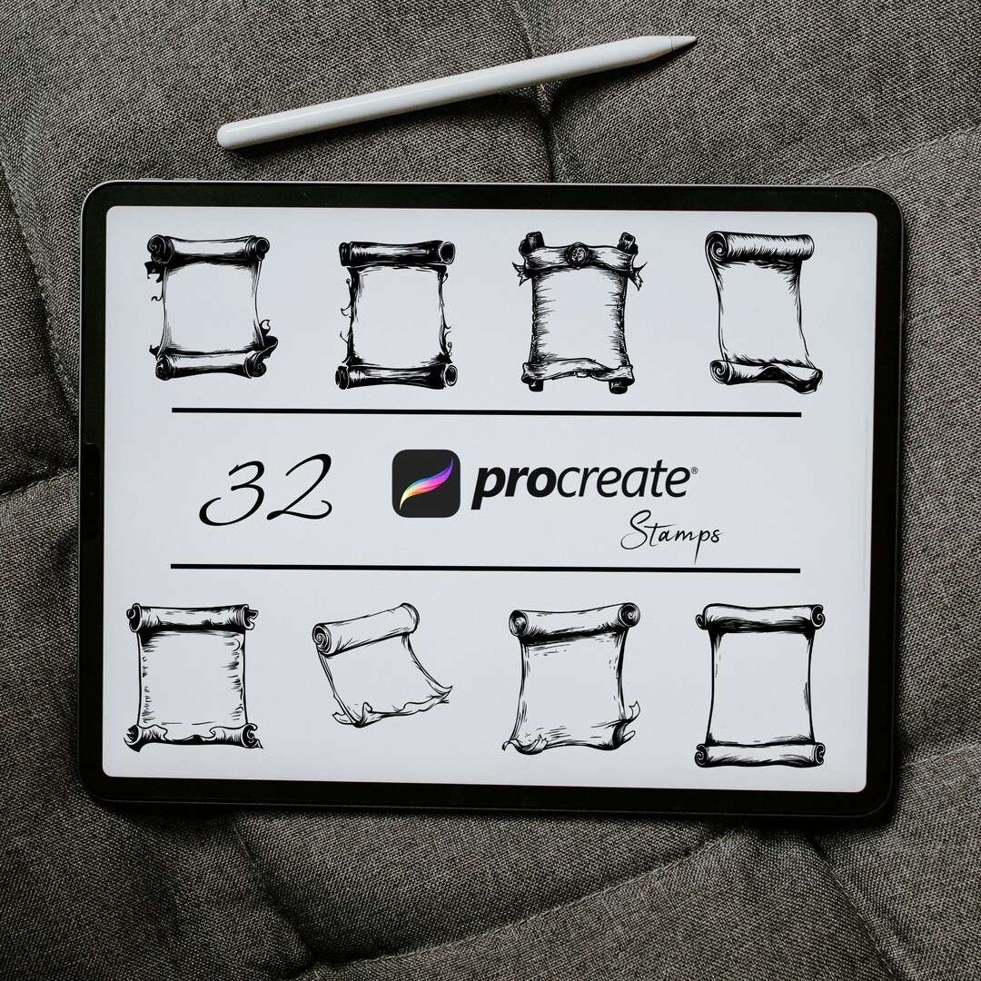 Parchment Procreate Stamps, Old Scrolls Stamp Set, Procreate Letter ...