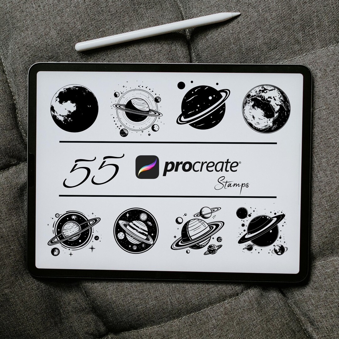 Solar System Procreate Stamps: Galaxy & Planets Brush Pack - Etsy